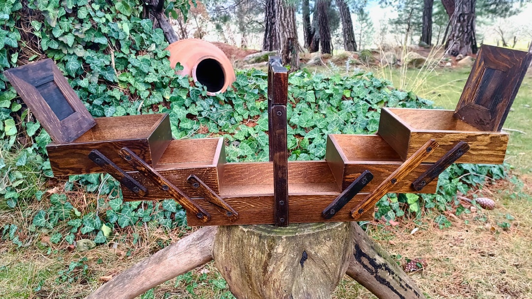 Wood Sewing Basket, Fold Out Sewing Box, Hand Carving Sewing Chest ...