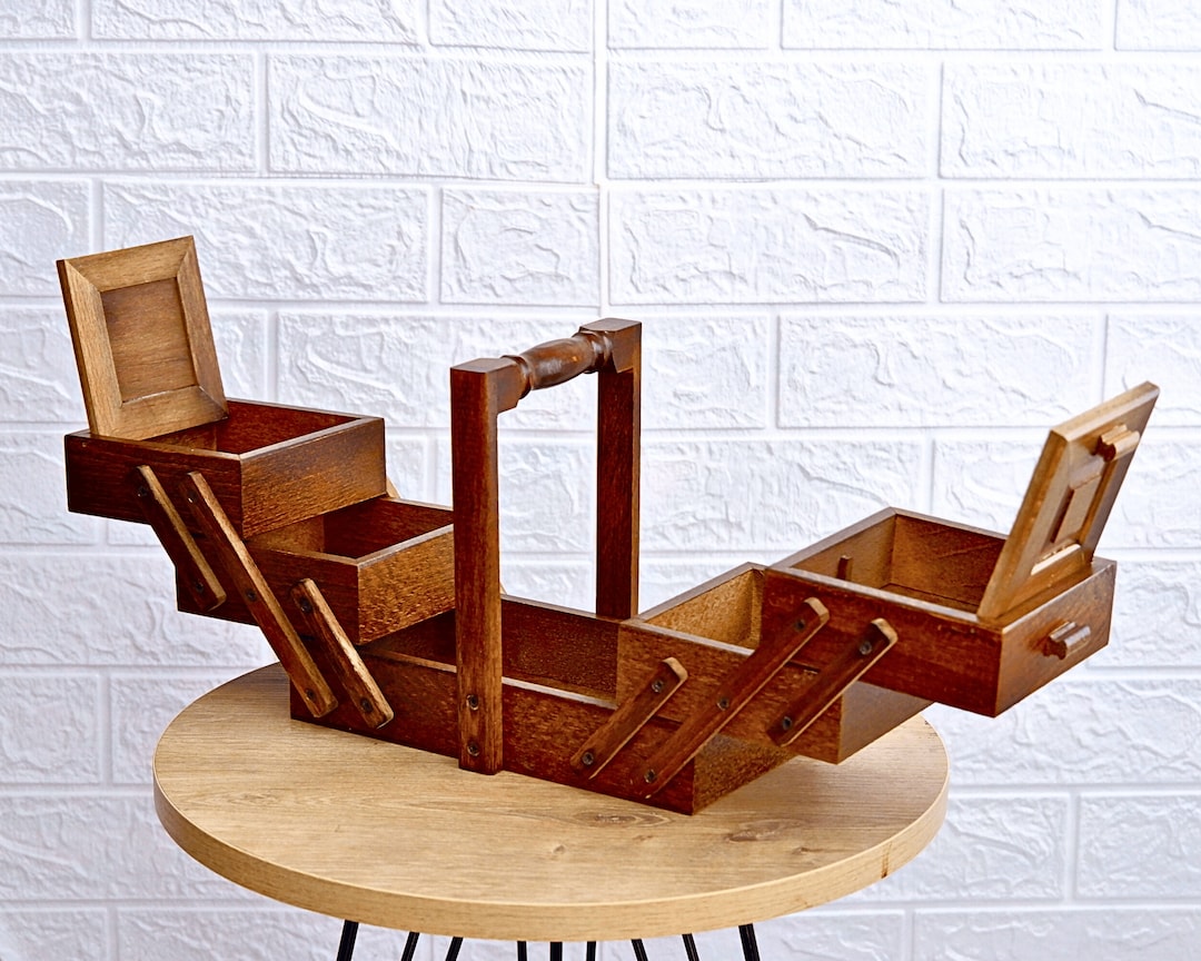 Handmade Wooden Tool Box Durable Solid Wood Construction, Ideal Men's ...