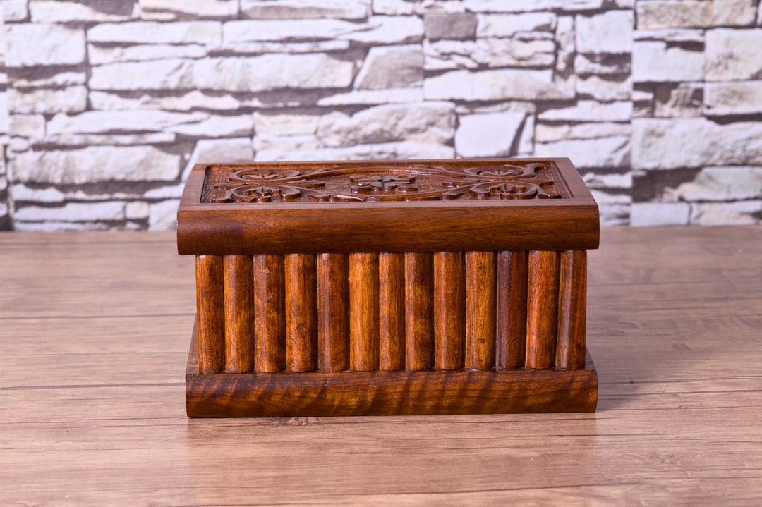 Hand-carved Solid Walnut Box Secret Lock - Custom Wooden Jewelry Box ...