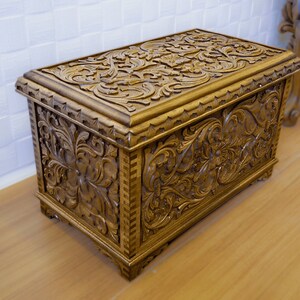 Hand Carved Walnut Wood Trunk – Secret Lock, Decorative Chest - Etsy