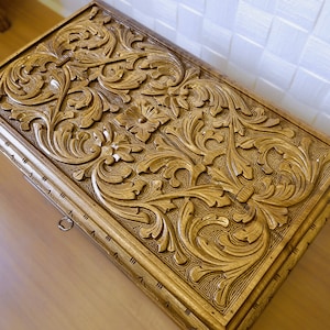 Hand Carved Walnut Wood Trunk – Secret Lock, Decorative Chest - Etsy