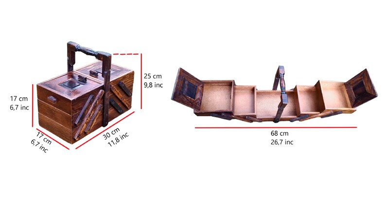 Wood Sewing Basket Fold Out Sewing Box Hand Carving Sewing - Etsy