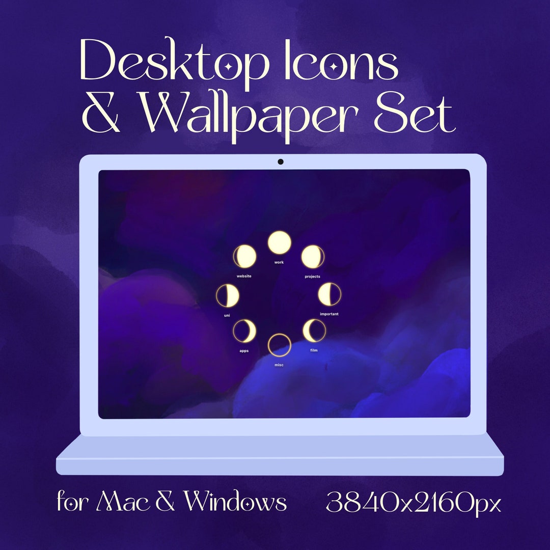 Celestial Desktop Wallpaper and Icon Set Downloadable - Etsy