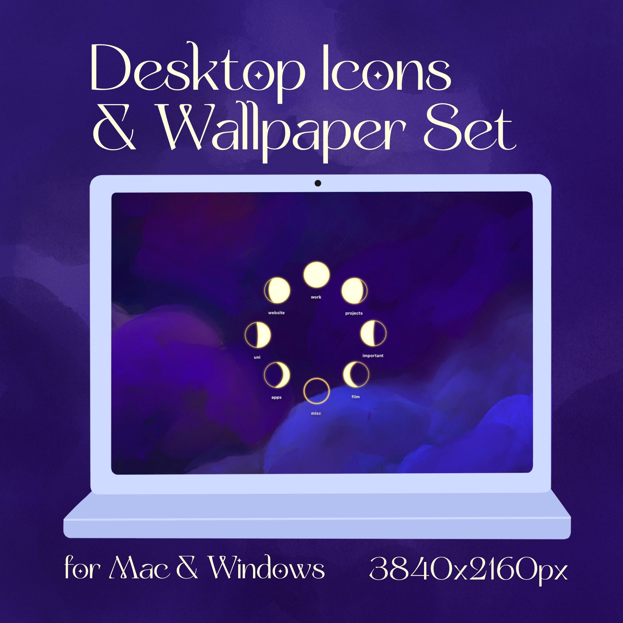 Celestial Desktop Wallpaper and Icon Set Downloadable - Etsy