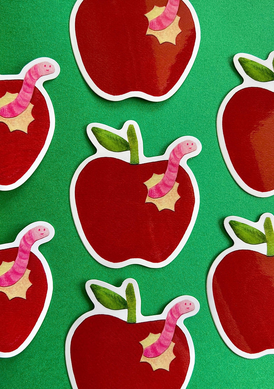 Apple and Worm Collage Sticker - Etsy