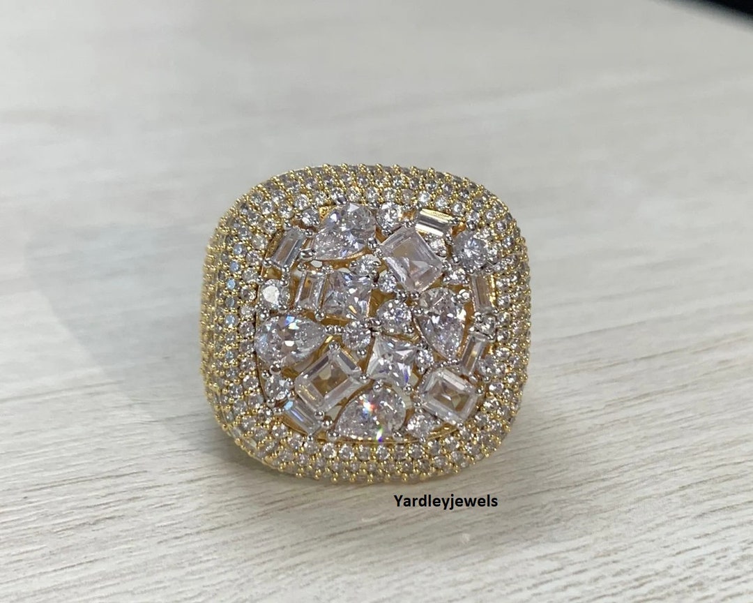 Hip Hop Ring for Men Iced Out Ring Diamond Ring for Him Solid Gold Ring ...