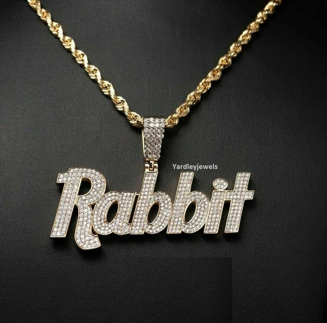 Round Cut VVS Real Moissanite Pendant,simulated Diamond Men's Rabbit ...