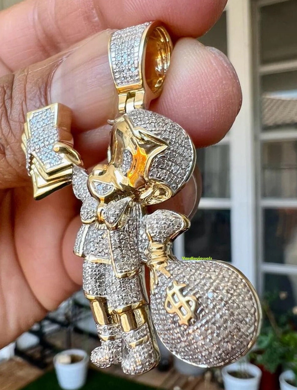 Solid Diamond Men's Rich Money Bag Pendant,hip Hop Big Cartoon ...