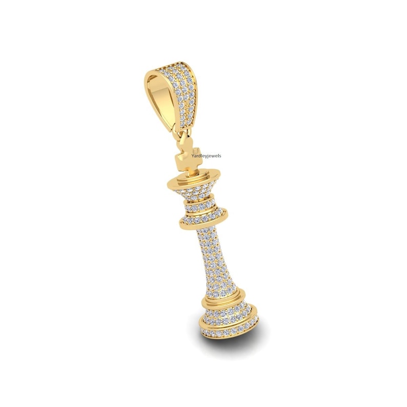 Diamond Chess King Pendant, Chess Piece Charm Diamond Necklace, 10kt ...