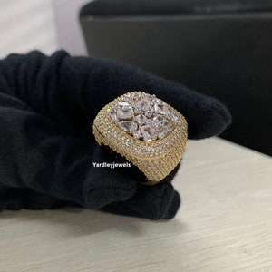 Hip Hop Ring for Men Iced Out Ring Diamond Ring for Him Solid Gold Ring ...