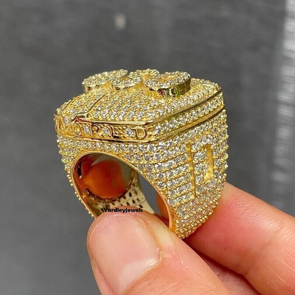Men Iced Out Champion Ring,vvs Moissanite Diamond Custom Made Ring,925 ...