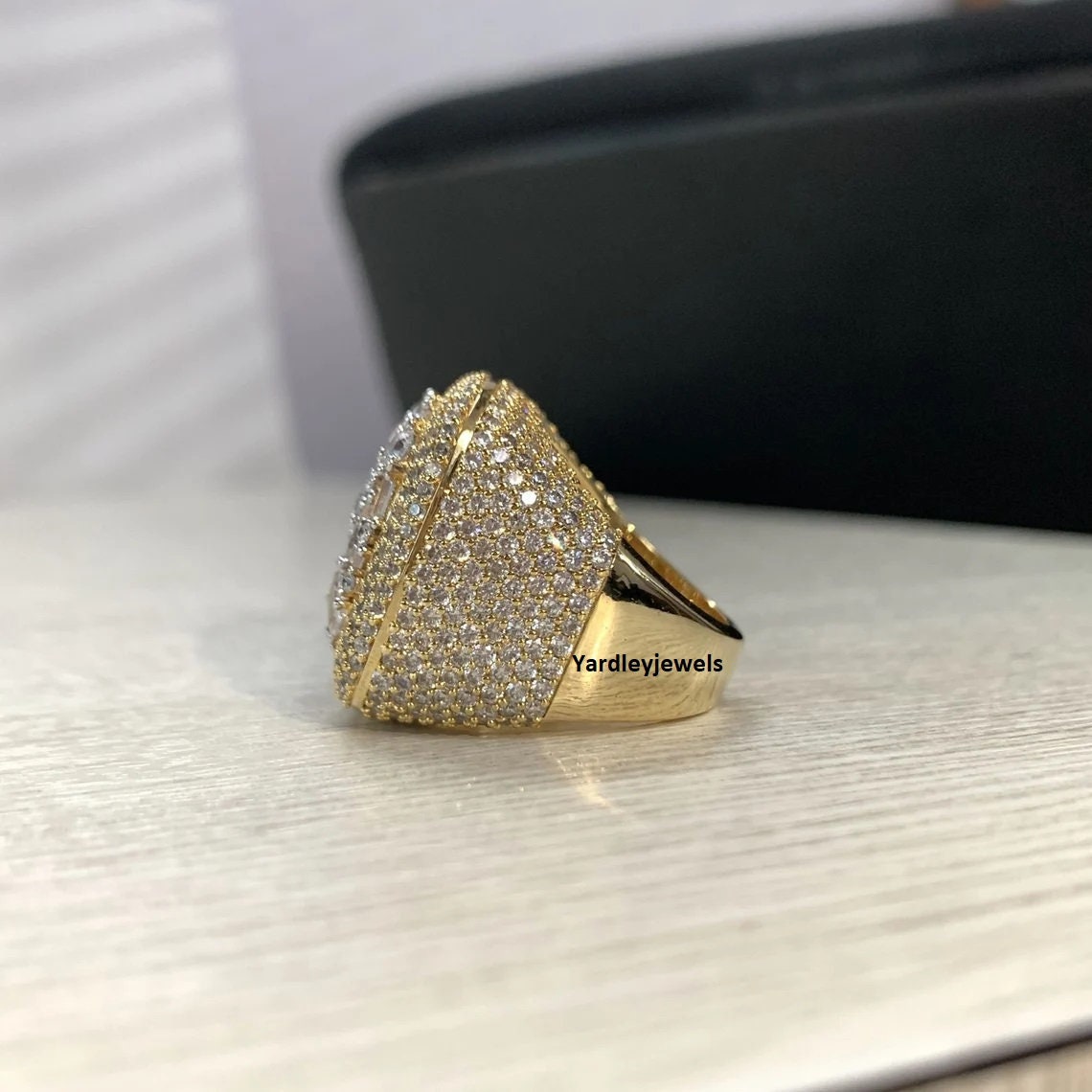 Hip Hop Ring for Men Iced Out Ring Diamond Ring for Him Solid Gold Ring ...