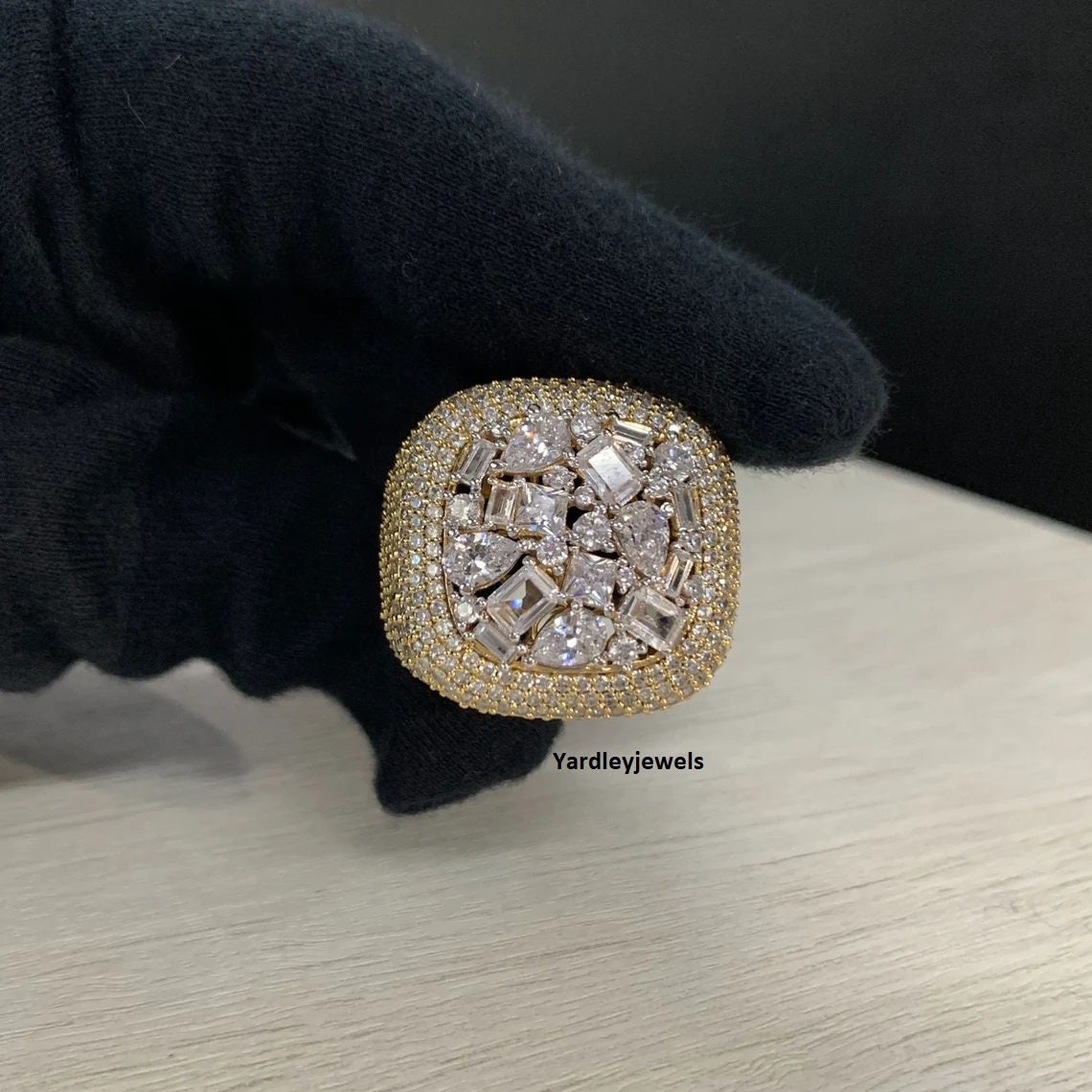 Hip Hop Ring for Men Iced Out Ring Diamond Ring for Him Solid Gold Ring ...