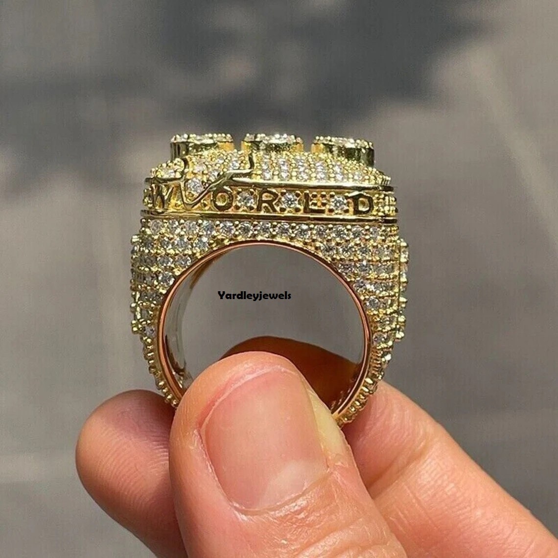 Men Iced Out Champion Ring,vvs Moissanite Diamond Custom Made Ring,925 ...