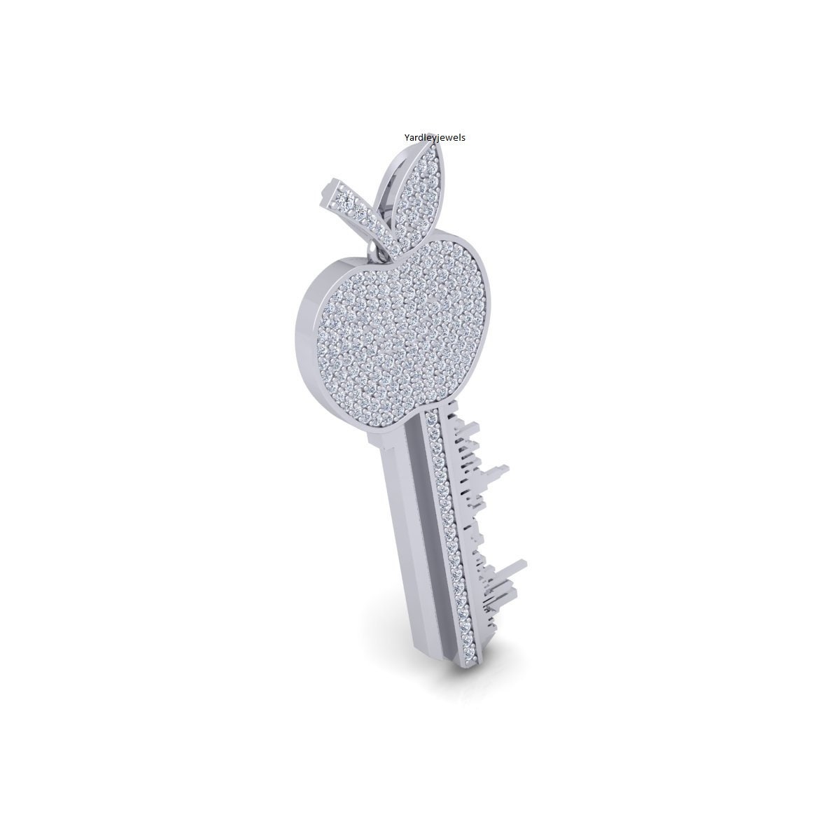 14K Real Solid Gold Minimal Apple Key Necklace Lucky Charm Pendant ...