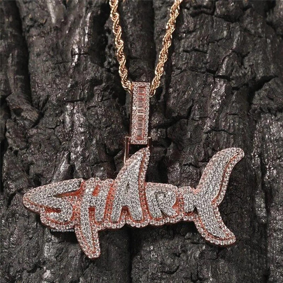 Iced Out Shark Pendant Necklace,hip Hop Shark Necklace,vvs Diamond ...