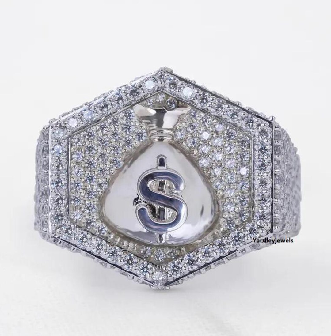 Iced Out Ring,mens Iced Out Ring,dollar Sign Ring,hip Hop Ring,diamond ...