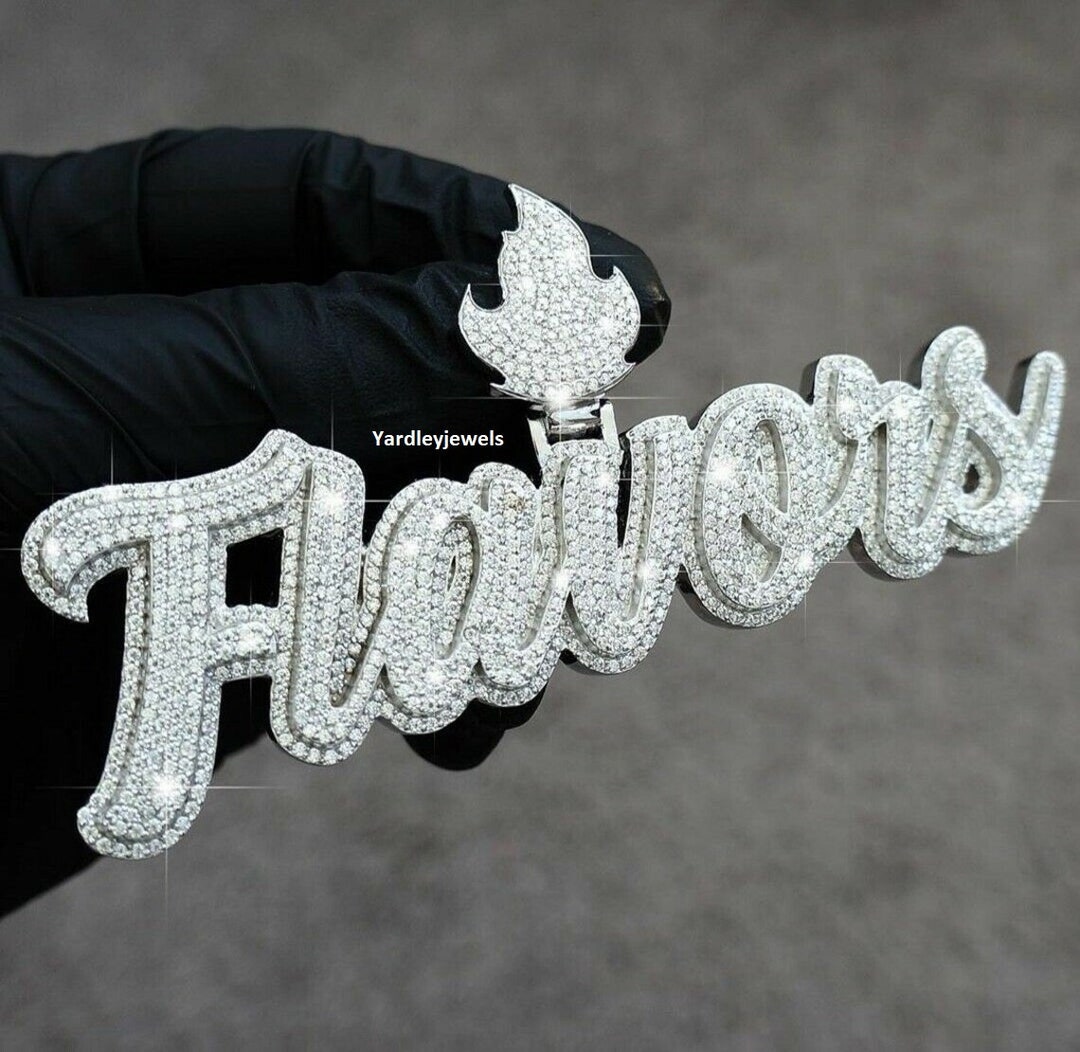 Iced Out Charm Pendant,hip Hop Letter Pendant,925 Silver Customize Name ...