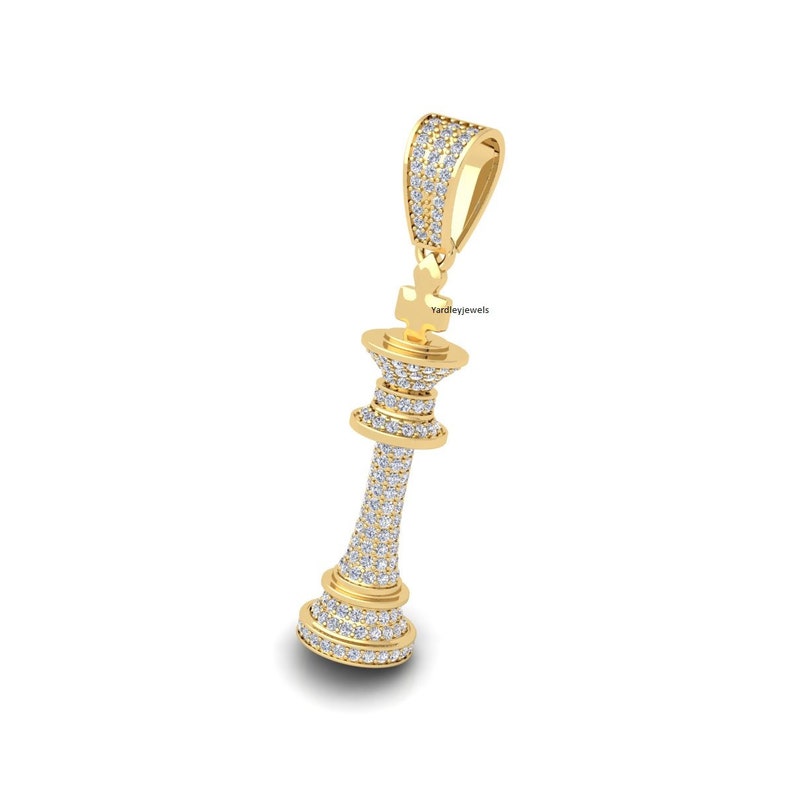 Diamond Chess King Pendant, Chess Piece Charm Diamond Necklace, 10kt ...