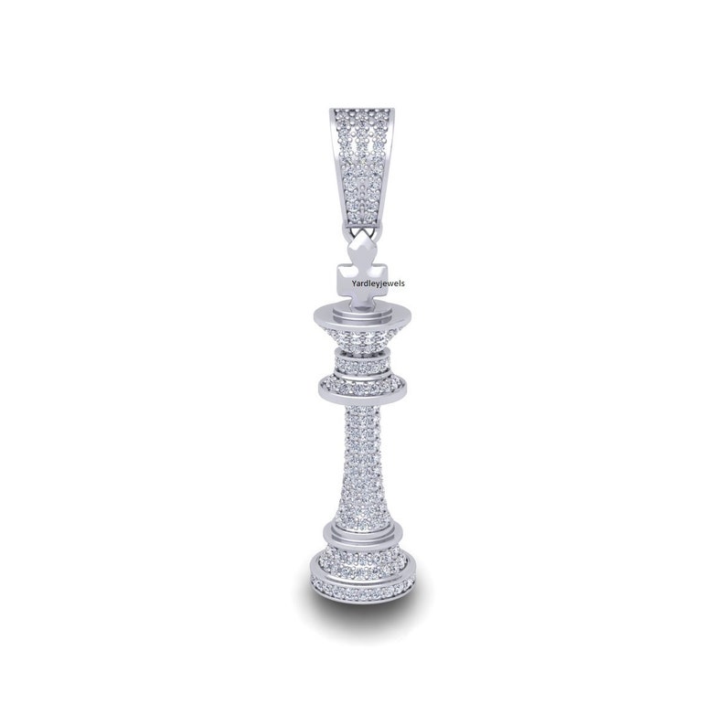 Diamond Chess King Pendant, Chess Piece Charm Diamond Necklace, 10kt ...