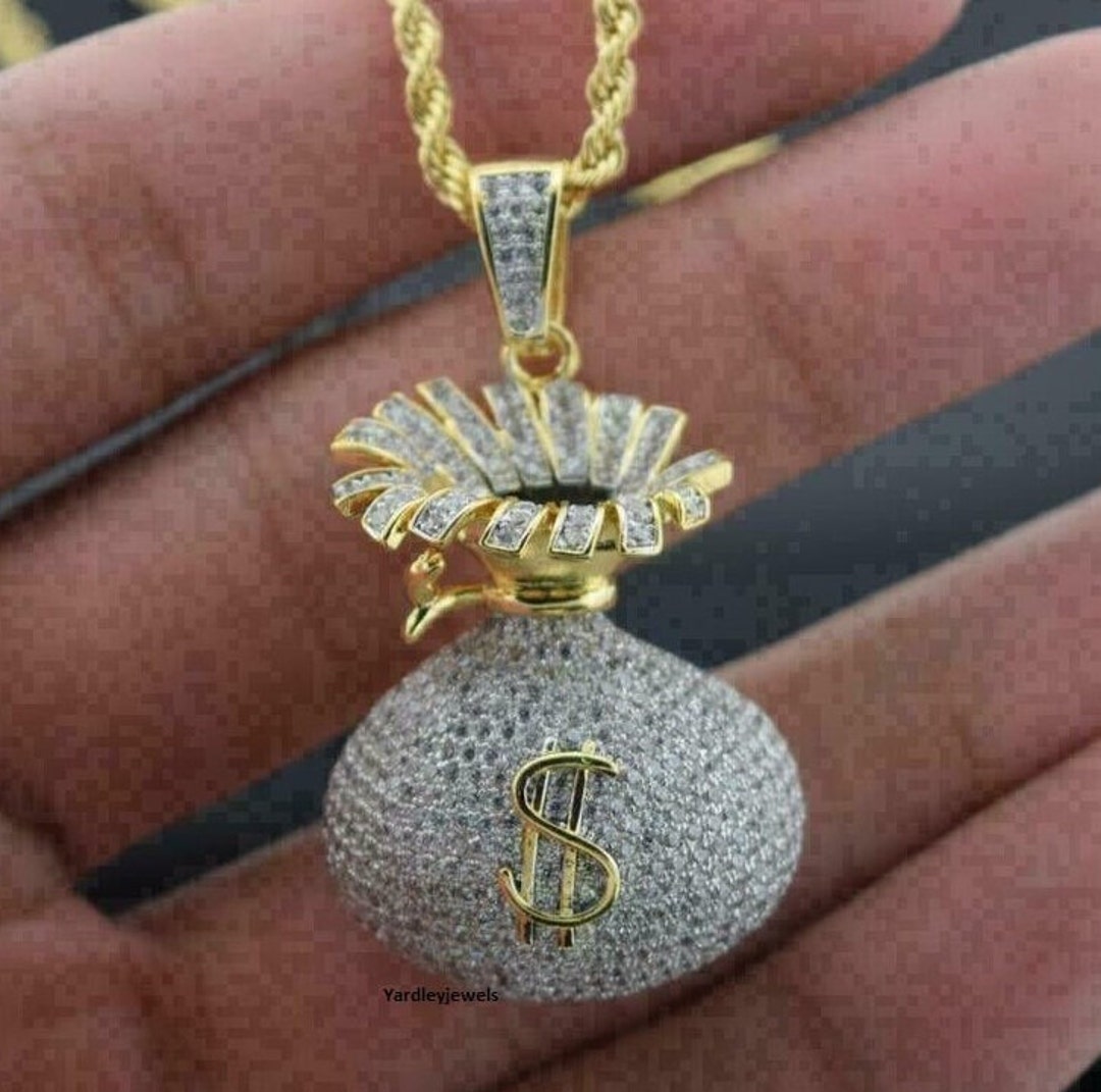 Diamond Money Bag Pendant,money Bag Pendant With Moissanite Diamond ...