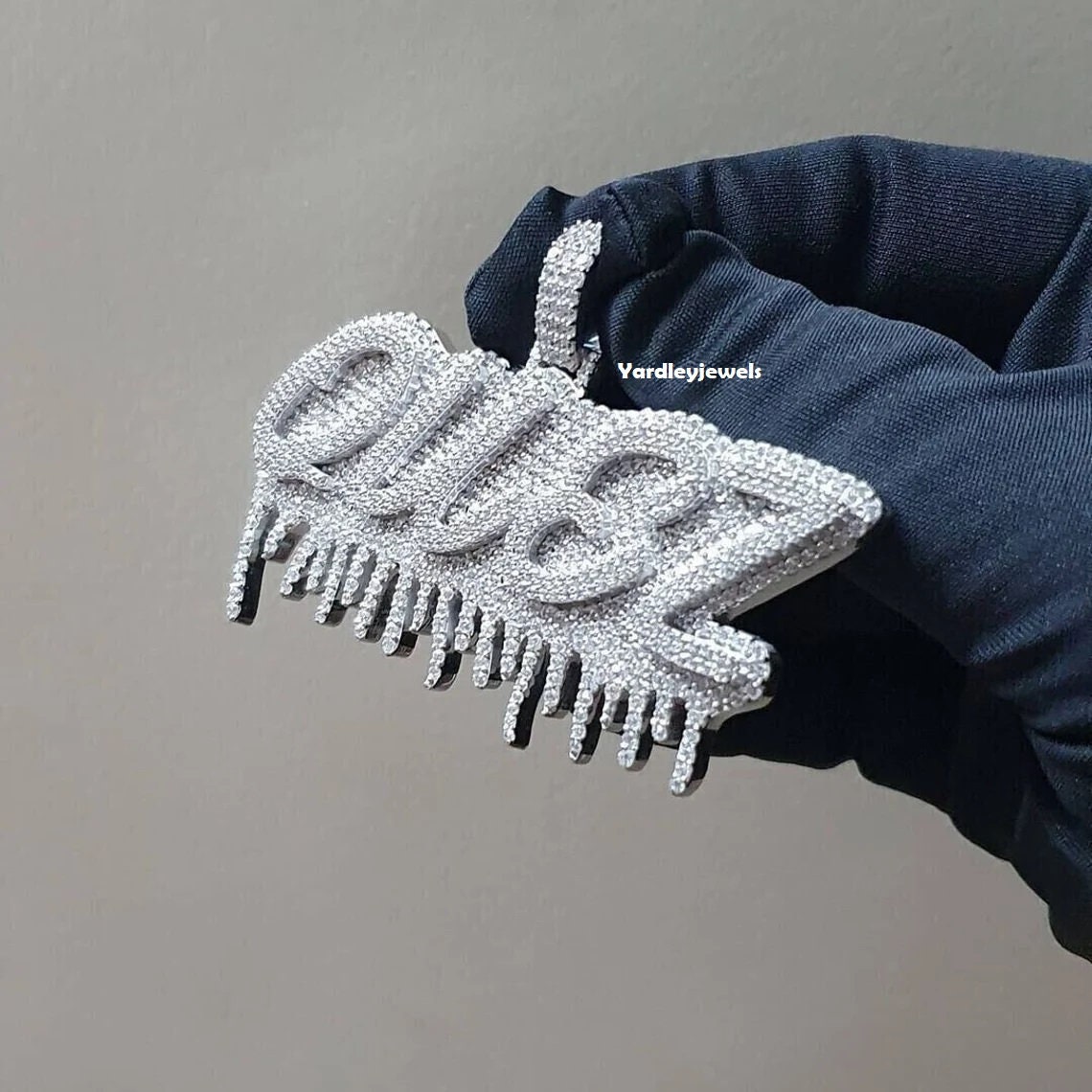 Iced Out Dripping Letter Hip Hop Custom 925 Sterling Silver Pendant ...