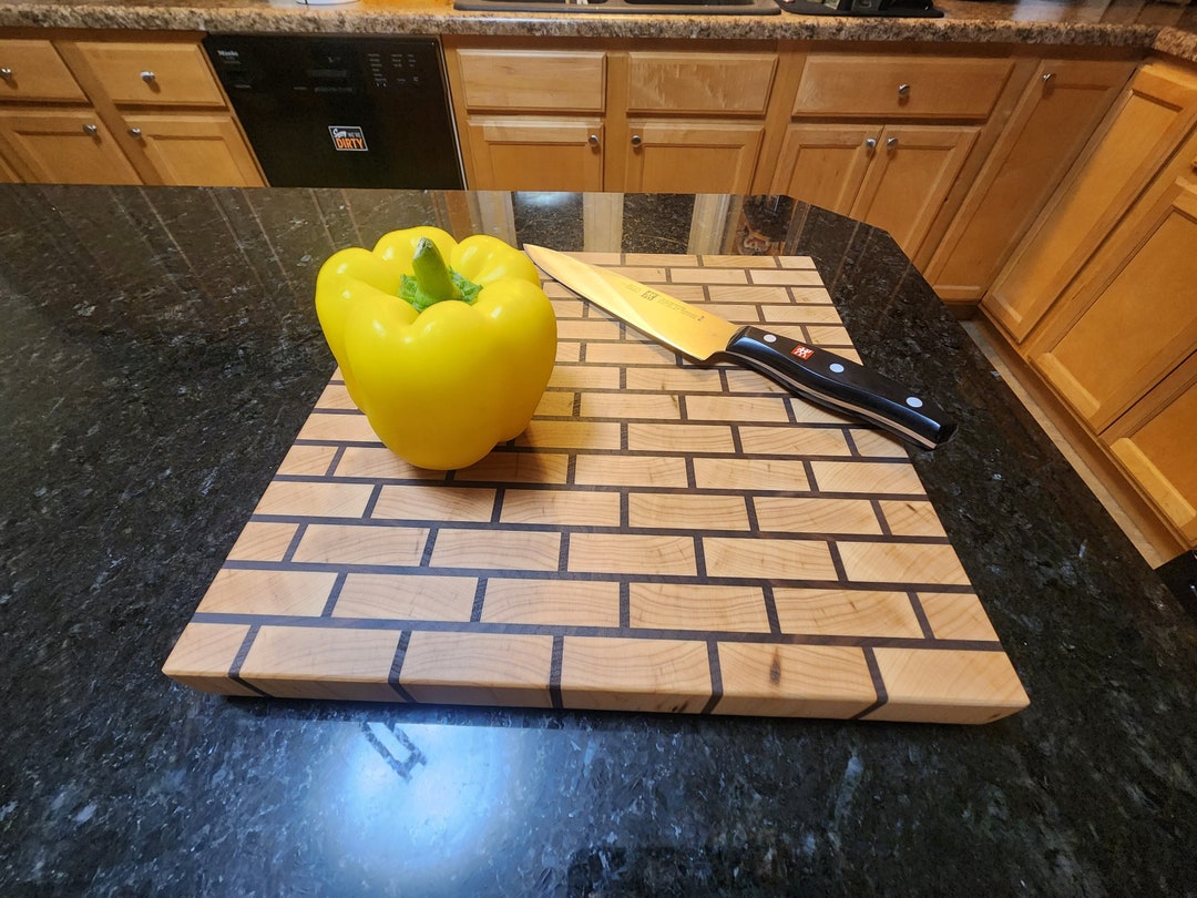 HANDMADE End-grain Maple-walnut Brick Pattern Cutting Board - Etsy