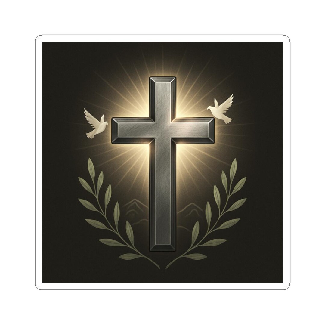 Illuminated Cross Dove Laurel Kiss-cut Sticker | Christian Faith - Etsy