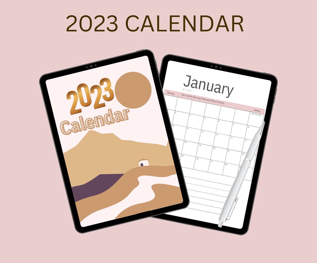 Digital Calendar 2023 Printable, Calendar 2023 Monthly Calendar 2023 ...