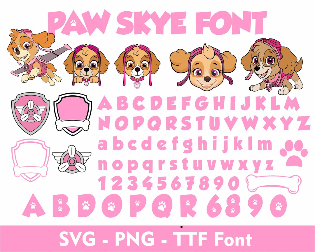 Paw Skye Font Svg Paw Patrol Font Skye Paw Logo Clipart Svg - Etsy UK