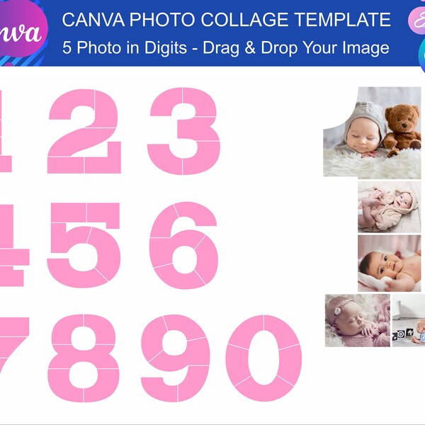 Number Photo Collage Template Svg - Etsy