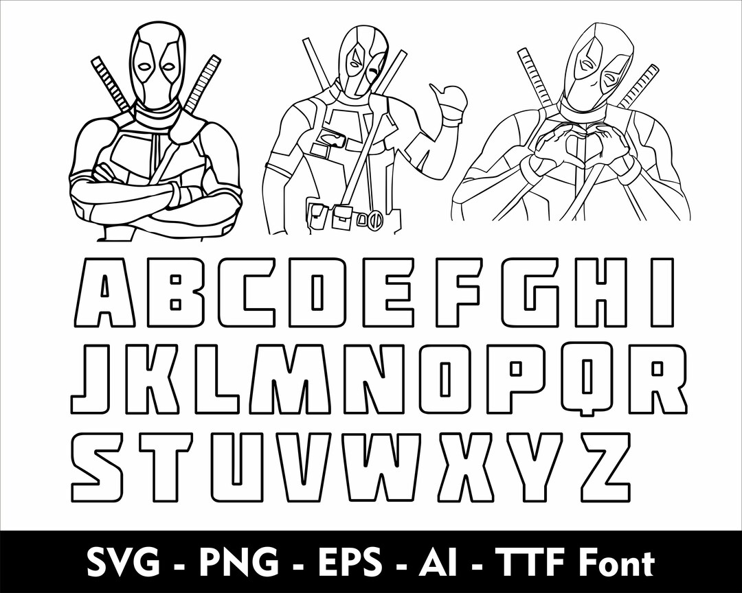Deadpool Alphabet SVG Deadpool Outline Font Svg Deadpool - Etsy