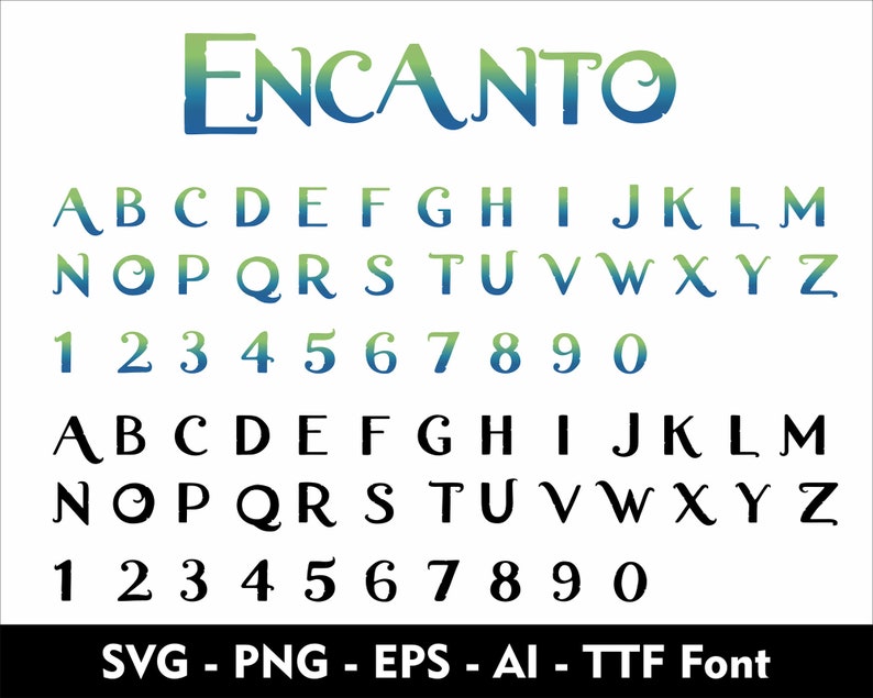 Encanto Font SVG Two Color Encanto Font Cartoon Encanto - Etsy