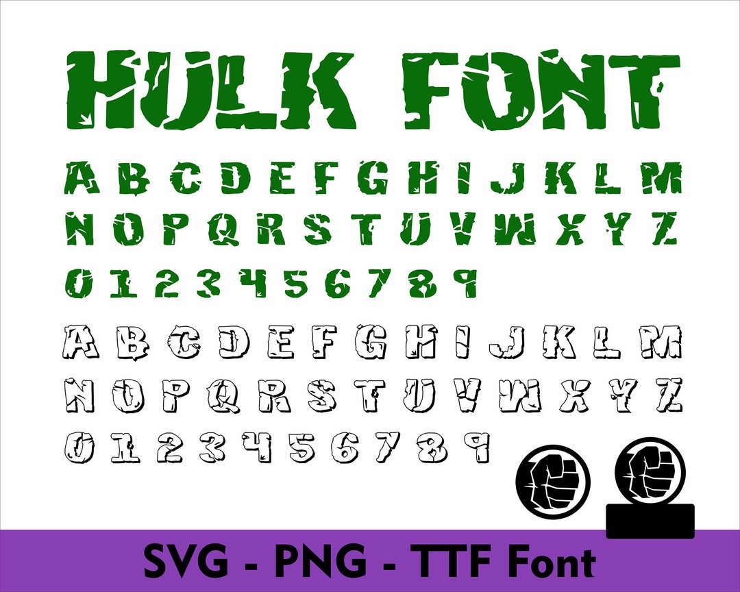 HULK FONT SVG Hulk Svg Hulk Alphabet Svg Font Svg Png Ttf - Etsy México