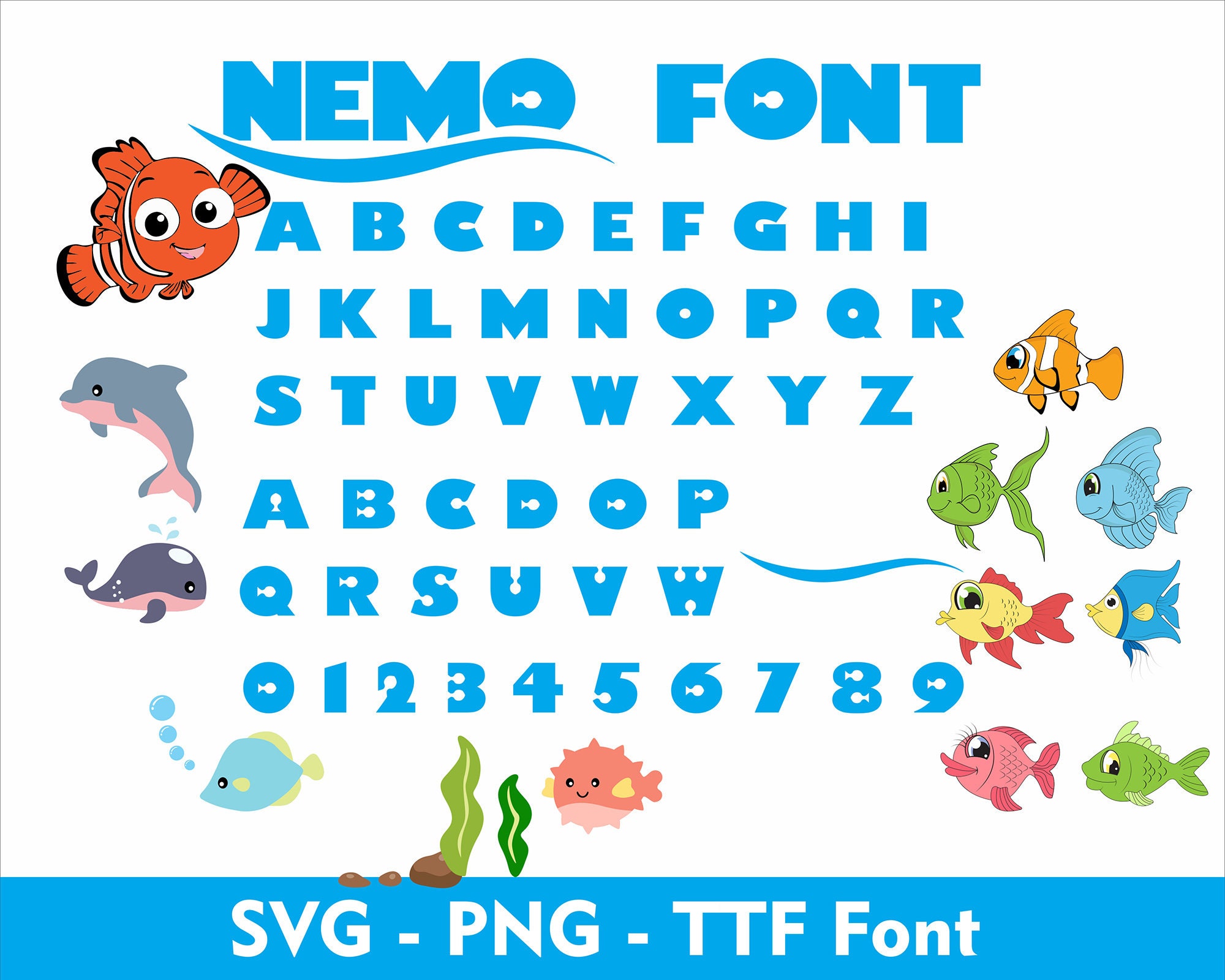 Finding Nemo Font Blue Nemo Font Svg Png Ttf Nemo Font SVG - Etsy Hong Kong