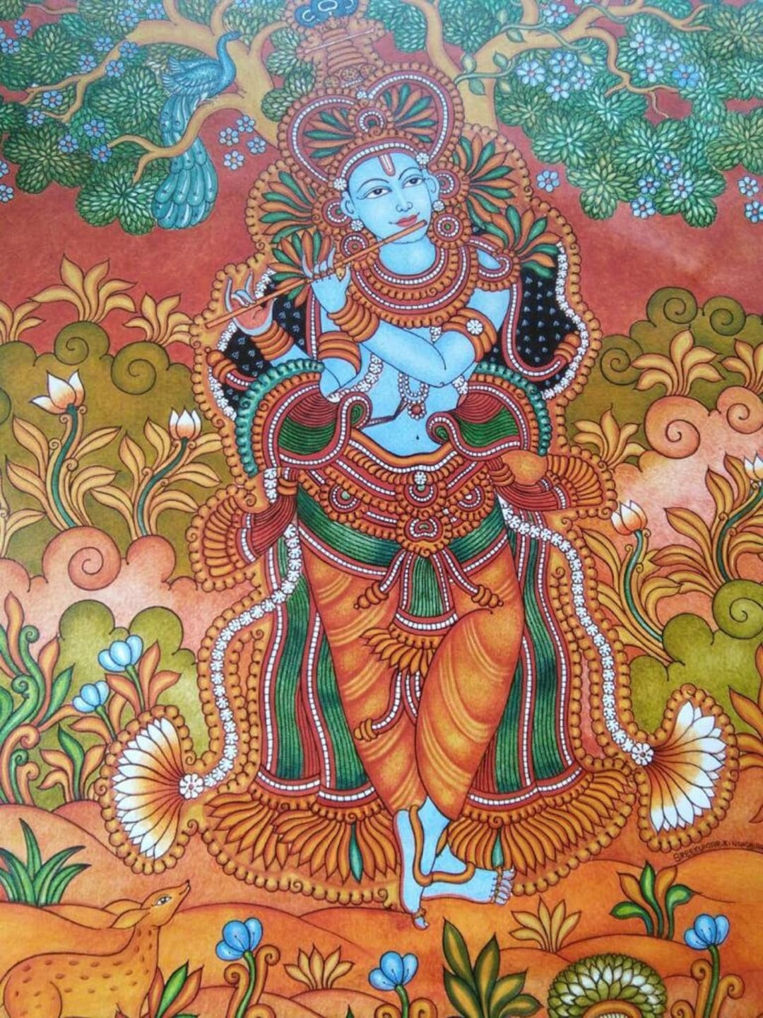 Kerala Mural Painting/ Krishna - Etsy