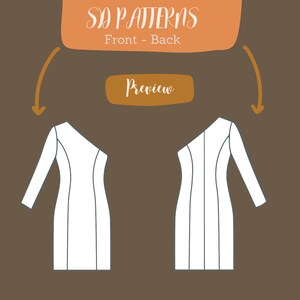 One Shoulder Sewing Dress Pattern, Dress PDF Sewing Pattern Instant ...