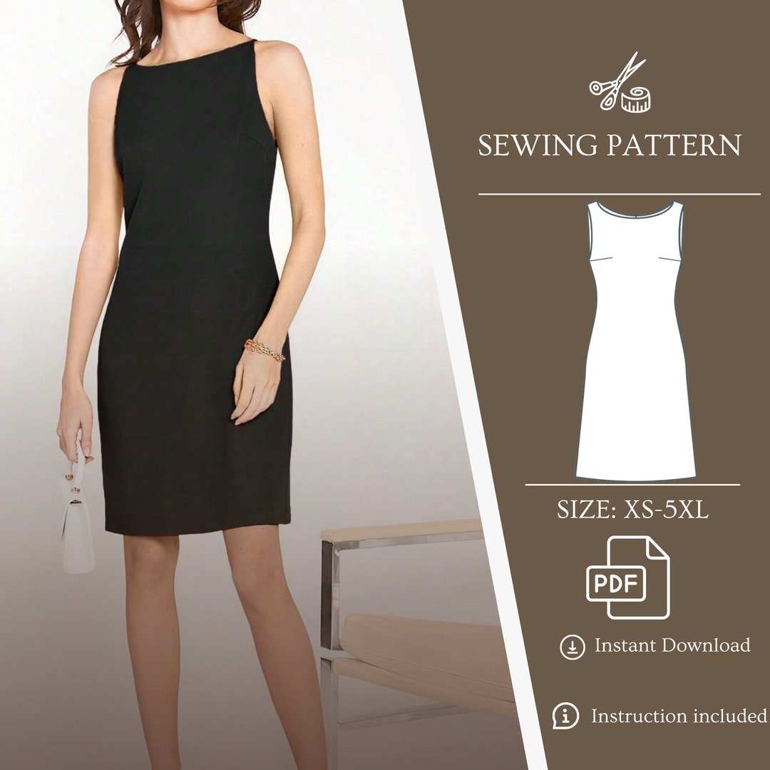 Easy Dress Sewing PDF Pattern, Formal Dress, Boat Neck Dress, Classic ...