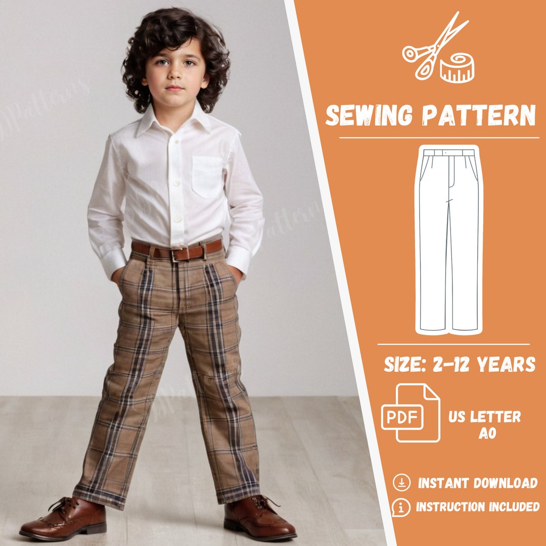 Boys Pants Sewing Pattern Classic Pants for Kids Pattern Boys Pocket ...