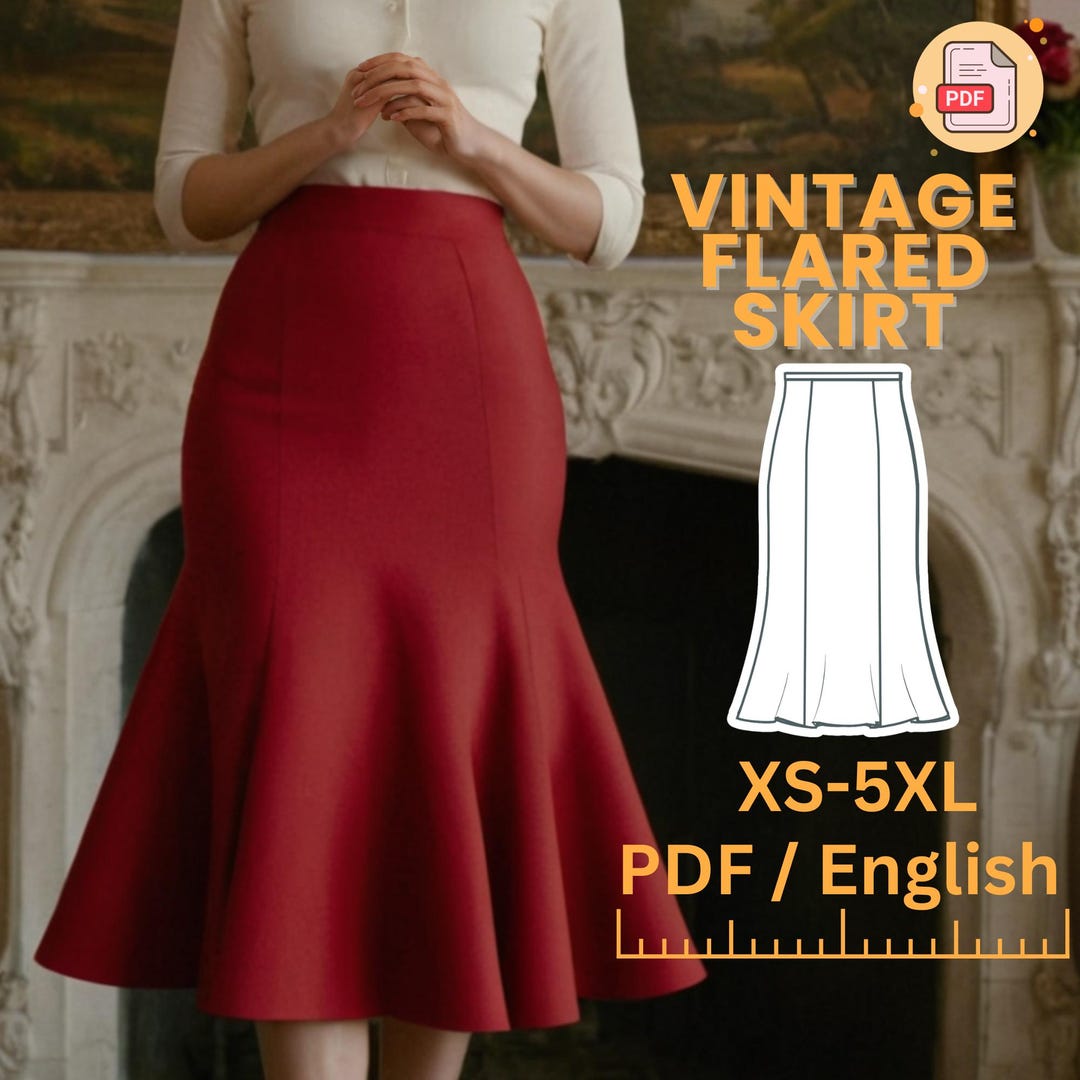 High Waist Midi Trumpet Skirt Sewing Pattern, PDF Sewing Pattern ...