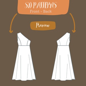 One Shoulder Dress Long Dress, PDF Sewing Pattern, Digital Pattern ...