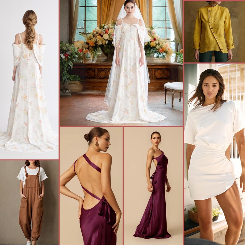 Asymmetrical Sewing Pattern Bundle - Wedding Dress, Linen Tunic ...