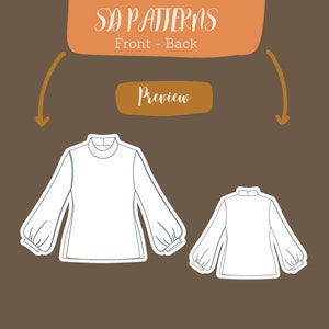 Ruffle Blouse PDF Sewing Pattern Long Sleeve T Shirt Women Easy Sewing ...