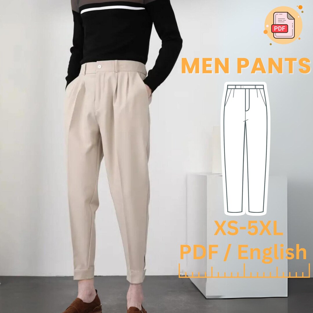 Peg Leg Man Pants Sewing Pattern Classic Trousers PDF Sewing, Instant ...