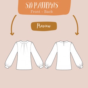 Ruffle Blouse PDF Sewing Pattern Long Sleeve T Shirt Women - Etsy