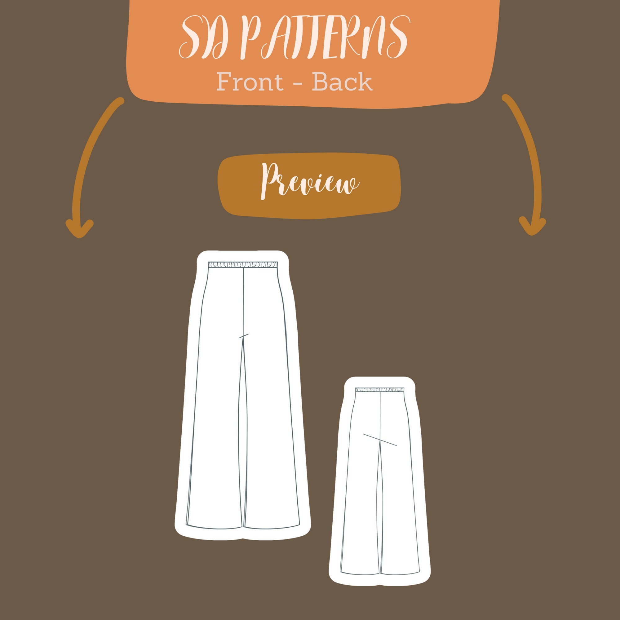 Patron de couture de pantalon, Patron de pantalon large, Patron de ...