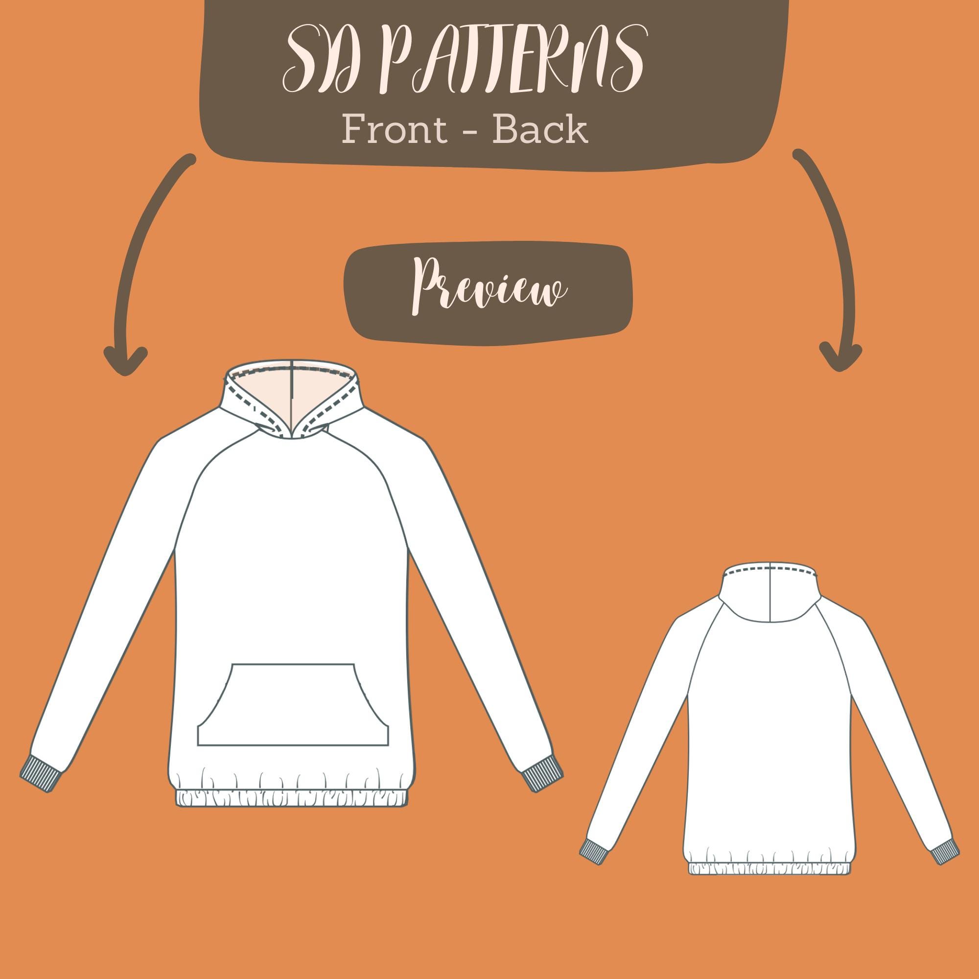 Girls Hoodie Sewing Pattern Kids Long Sleeve Hoodie With Pockets ...