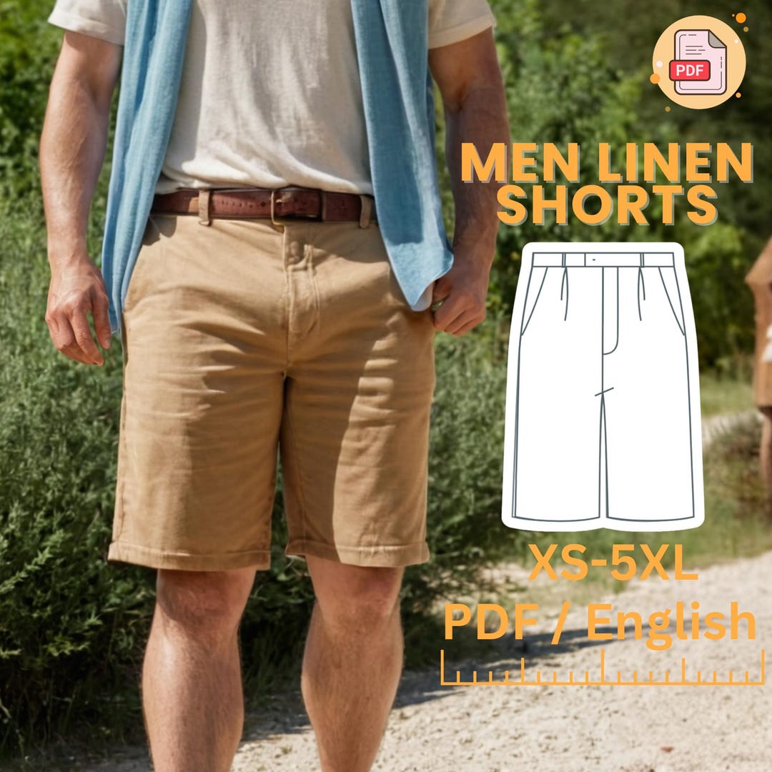 Men Linen Shorts Sewing Pattern, Loungewear Shorts Pattern, Summer ...