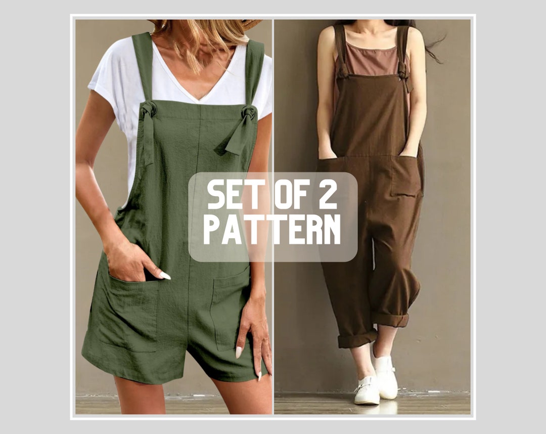 Set Romper Jumpsuit Sewing Pattern, XS-XXXL, Women Jumpsuit Pattern ...