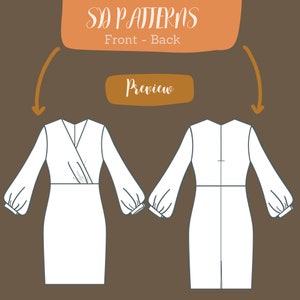 Mesh Lantern Sleeve Sewing Pattern Dress, Sequin Bodycon Dress, PDF ...